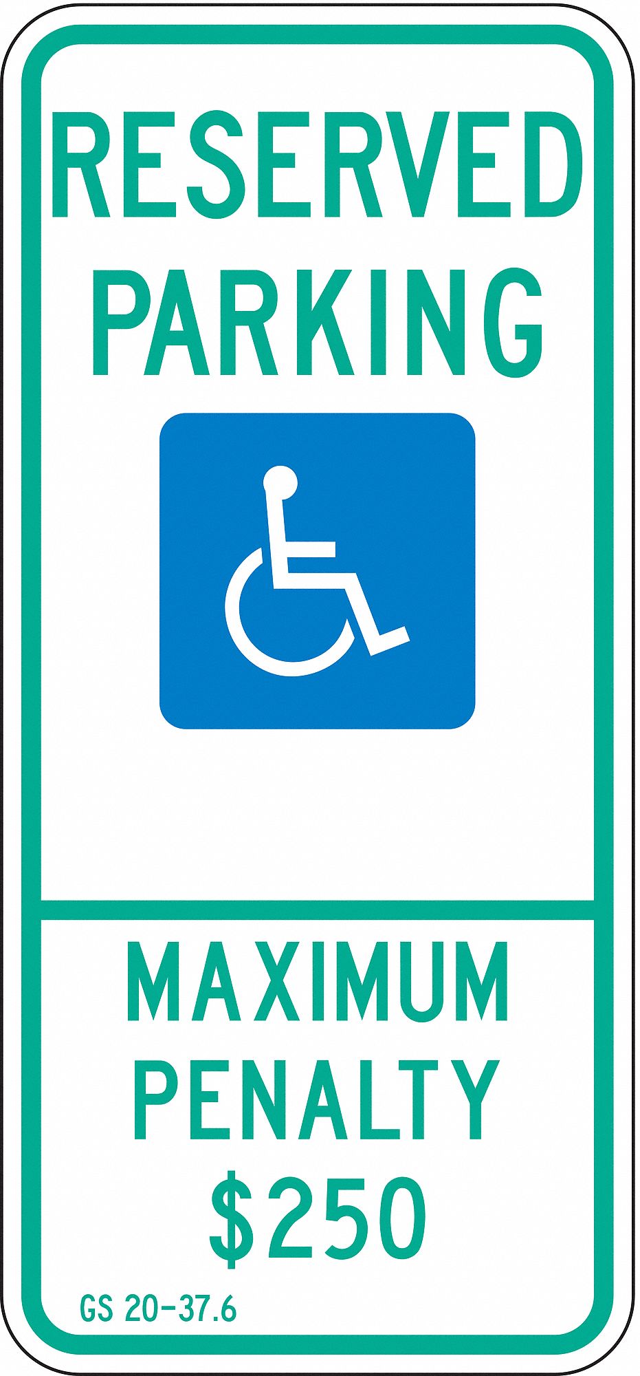 26 in x 12 in Nominal Sign Size, Aluminum, Handicap Parking Sign ...