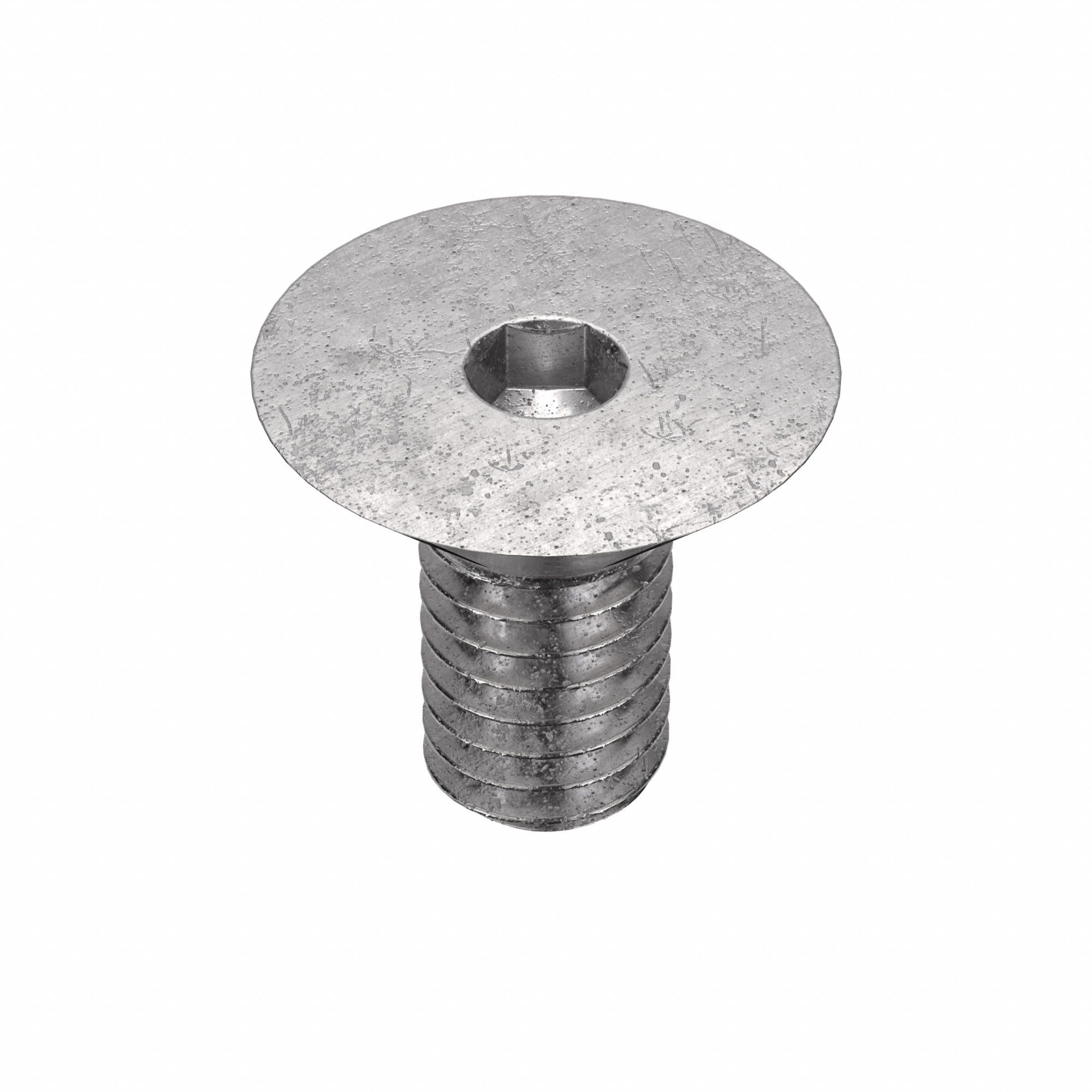 Flat, Metric Socket Flat Head Cap Screw, M4-0.70, Stainless Steel, A2, Plain, 6mm Length - Grainger