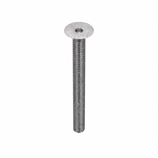 Flat, Metric Socket Flat Head Cap Screw, M4-0.70, Stainless Steel, A2, Plain, 40mm Length - Grainger
