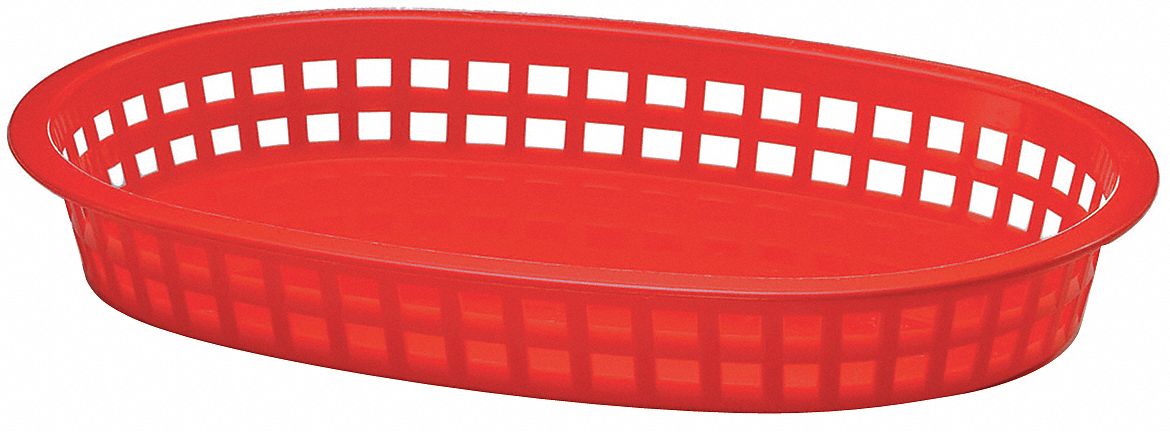 TABLECRAFT PRODUCTS COMPANY, Red, Plastic, Food Platter Basket - 6DVN9 ...