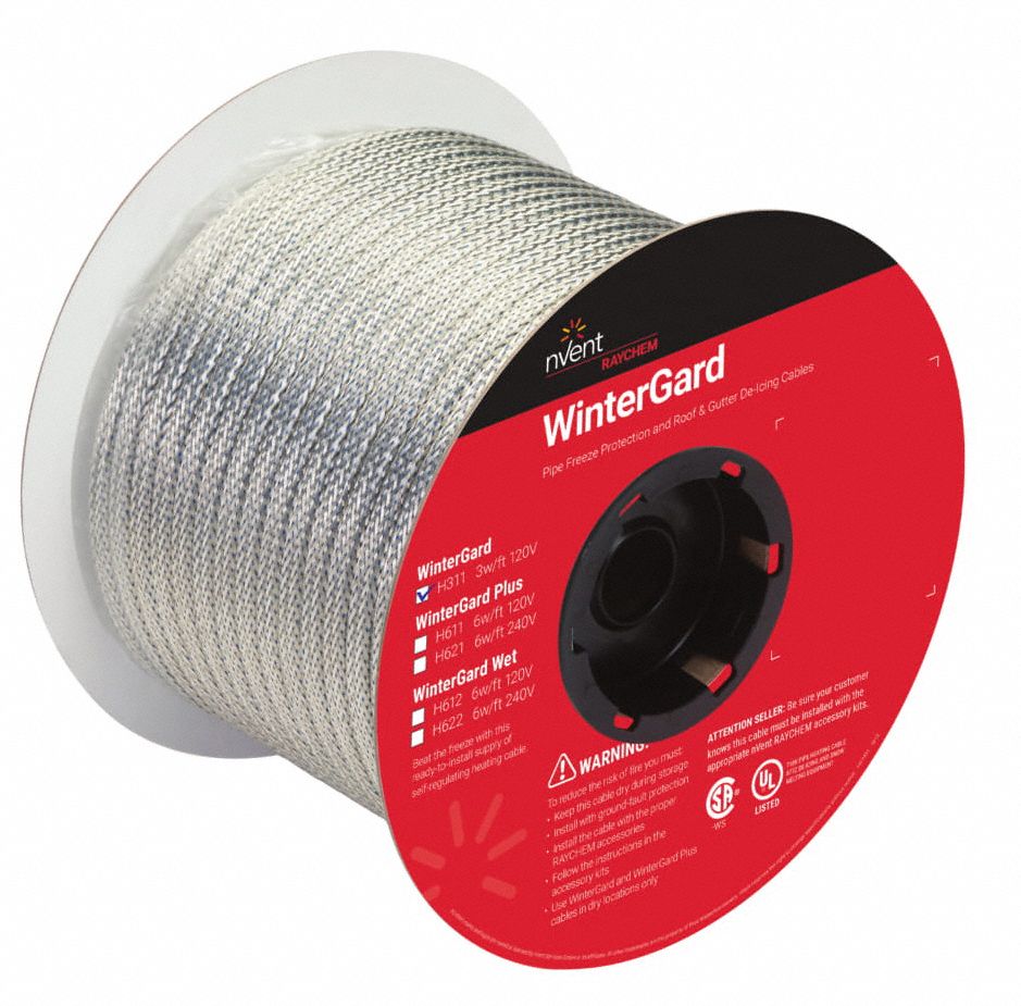 RAYCHEM Electric Heating Cable: For Indoor Only Use Outdoors, 250 ft ...
