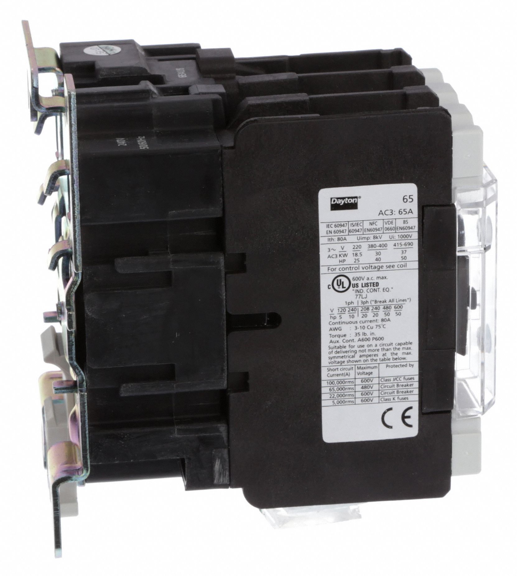 DAYTON 240V AC IEC Magnetic Contactor; No. of Poles 3, Reversing: No ...
