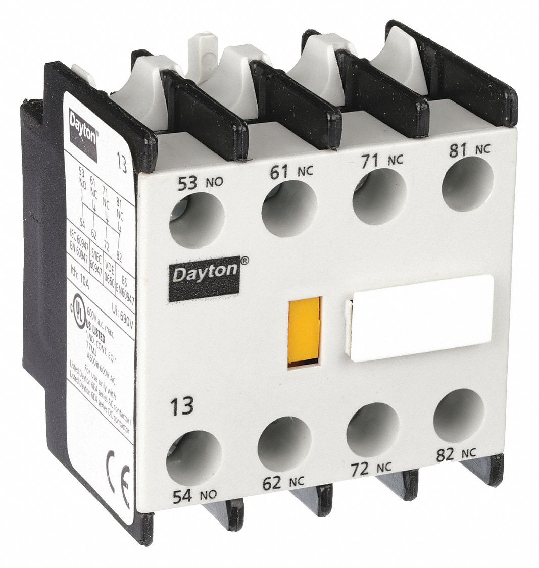 DAYTON, 1NO/3NC, 2.5 A Max Current (AC), Auxiliary Contact - 6EAT3 ...