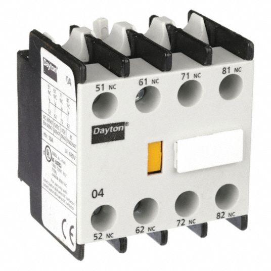 DAYTON, 4NC, 2.5 A Max Current (AC), Auxiliary Contact - 6EAT5|6EAT5 ...