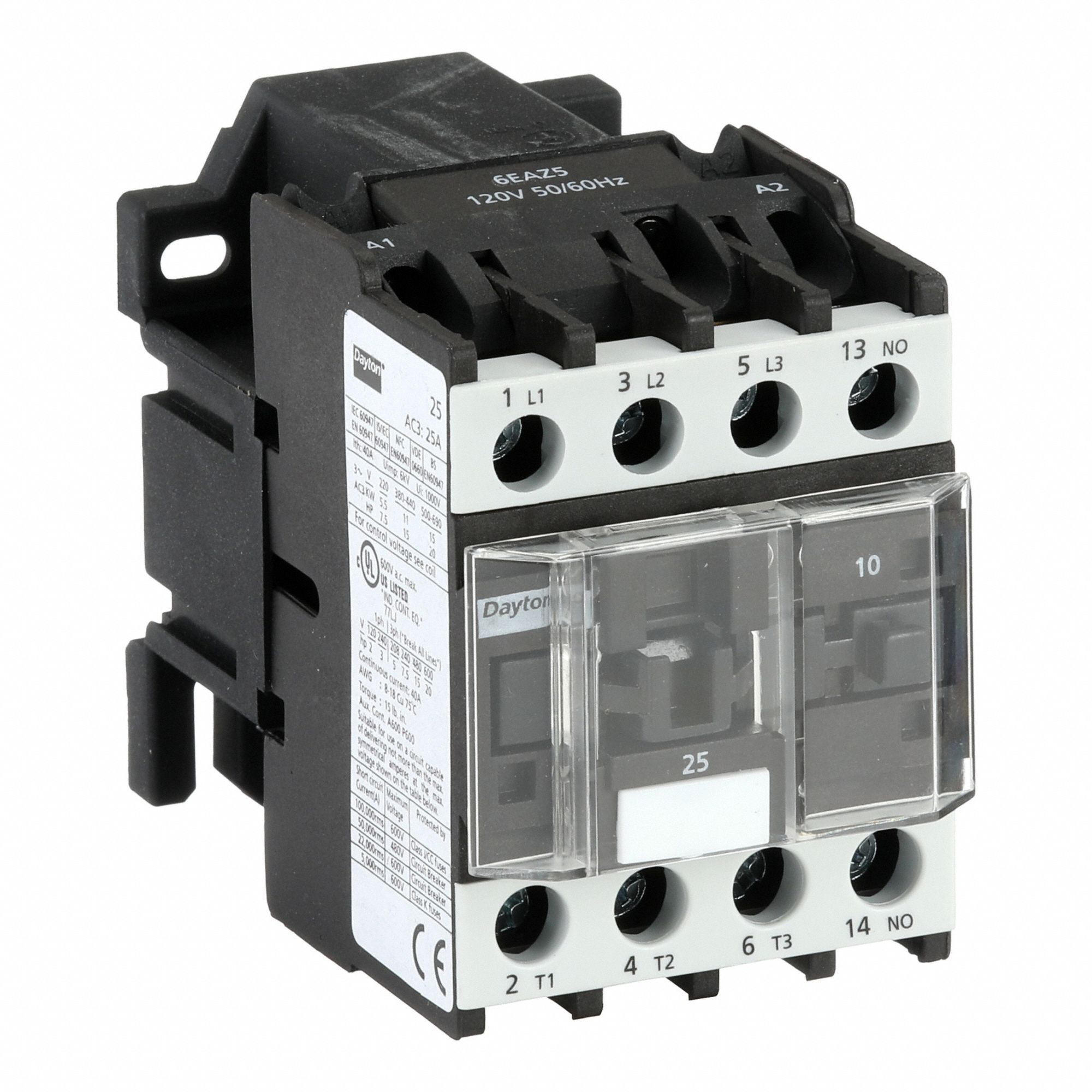 DAYTON, Non-Reversing, 3 Poles, IEC Magnetic Contactor - 6EAV9|6EAV9 ...