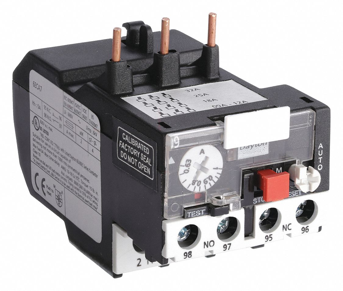 DAYTON, Thermal Protection, 3 Poles, Overload Relay - 6ECA7|6ECA7 ...
