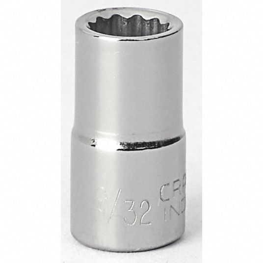 Socket, 1/4 in Drive Size, Alloy Steel, Chrome Finish - Grainger