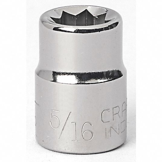 Socket, 3/8 in Drive Size, Alloy Steel, Chrome Finish - Grainger