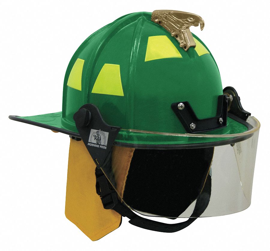 MORNING PRIDE Green Fire Helmet, Shell Material: FYR-Glass Shell, 8pt ...