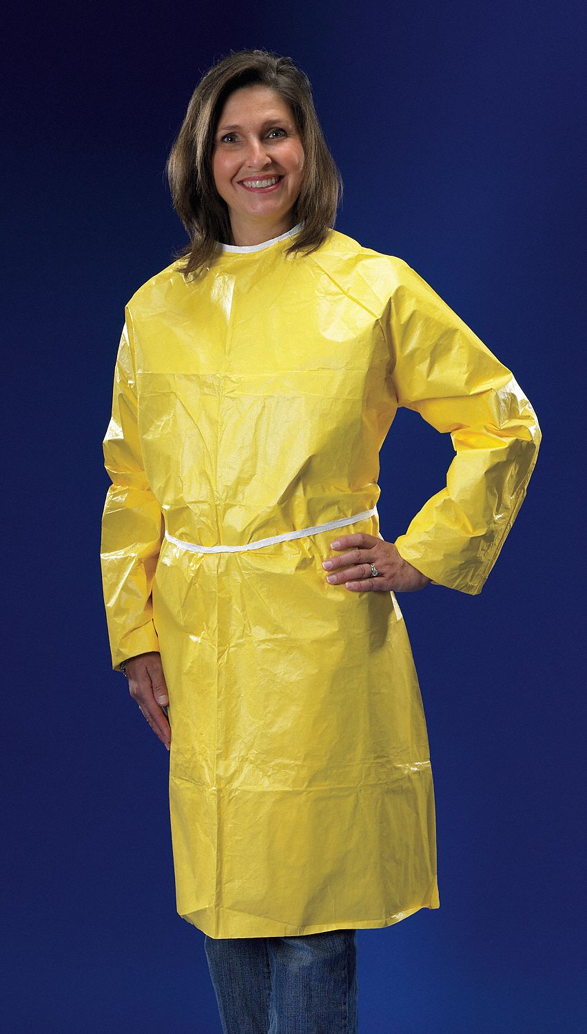 LAKELAND Chemical Resistant Bib Apron, Yellow, 53 in Length, 28 in ...