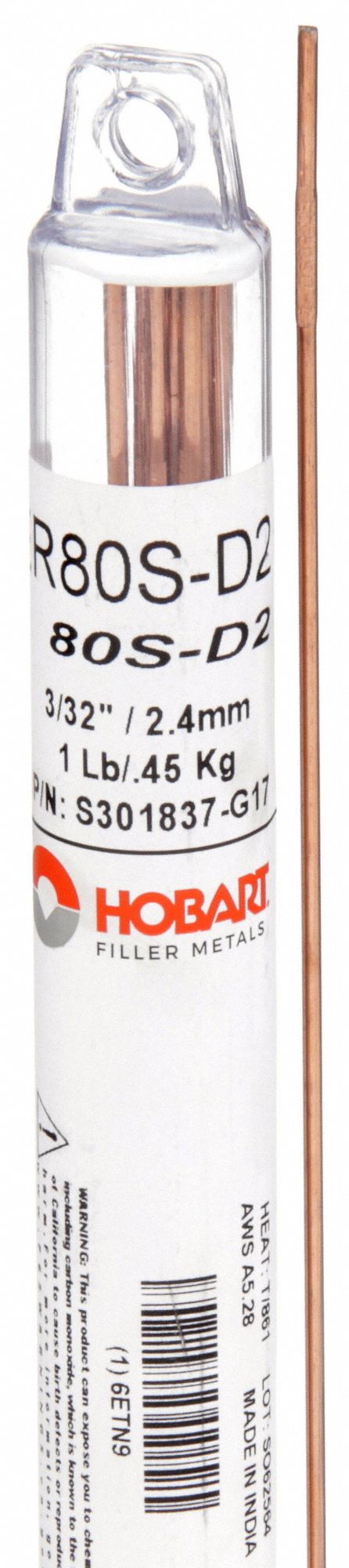 WESTWARD TIG Welding Rod: Low-Alloy Steel, ER80S-D2, 3/32, 42% OFF
