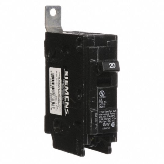 SIEMENS Miniature Circuit Breaker: 20 A Amps, 120/240V AC, Single Phase ...