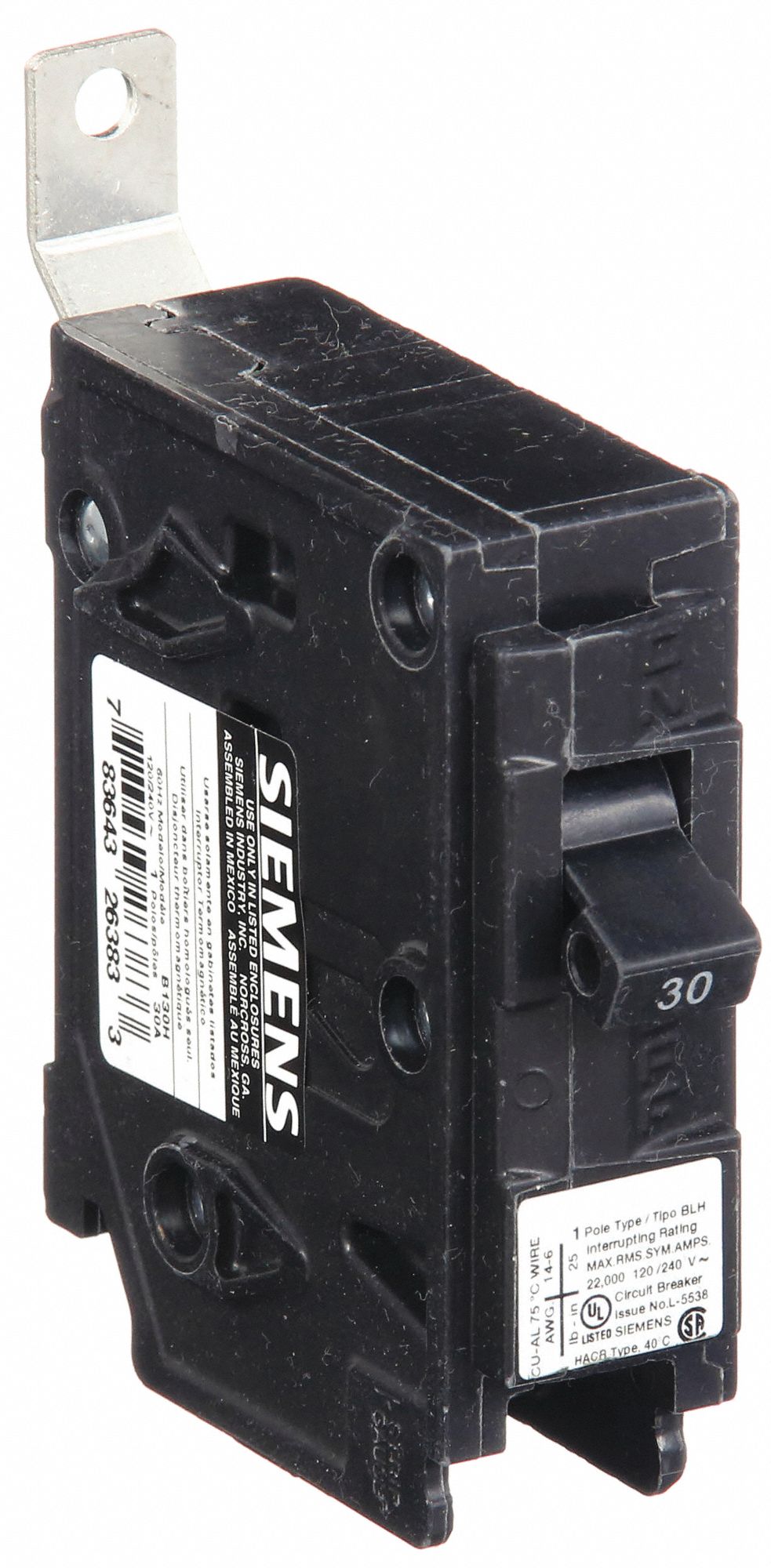 30 A Amps, 120/240V AC, Miniature Circuit Breaker - 6EVA6|B130H - Grainger