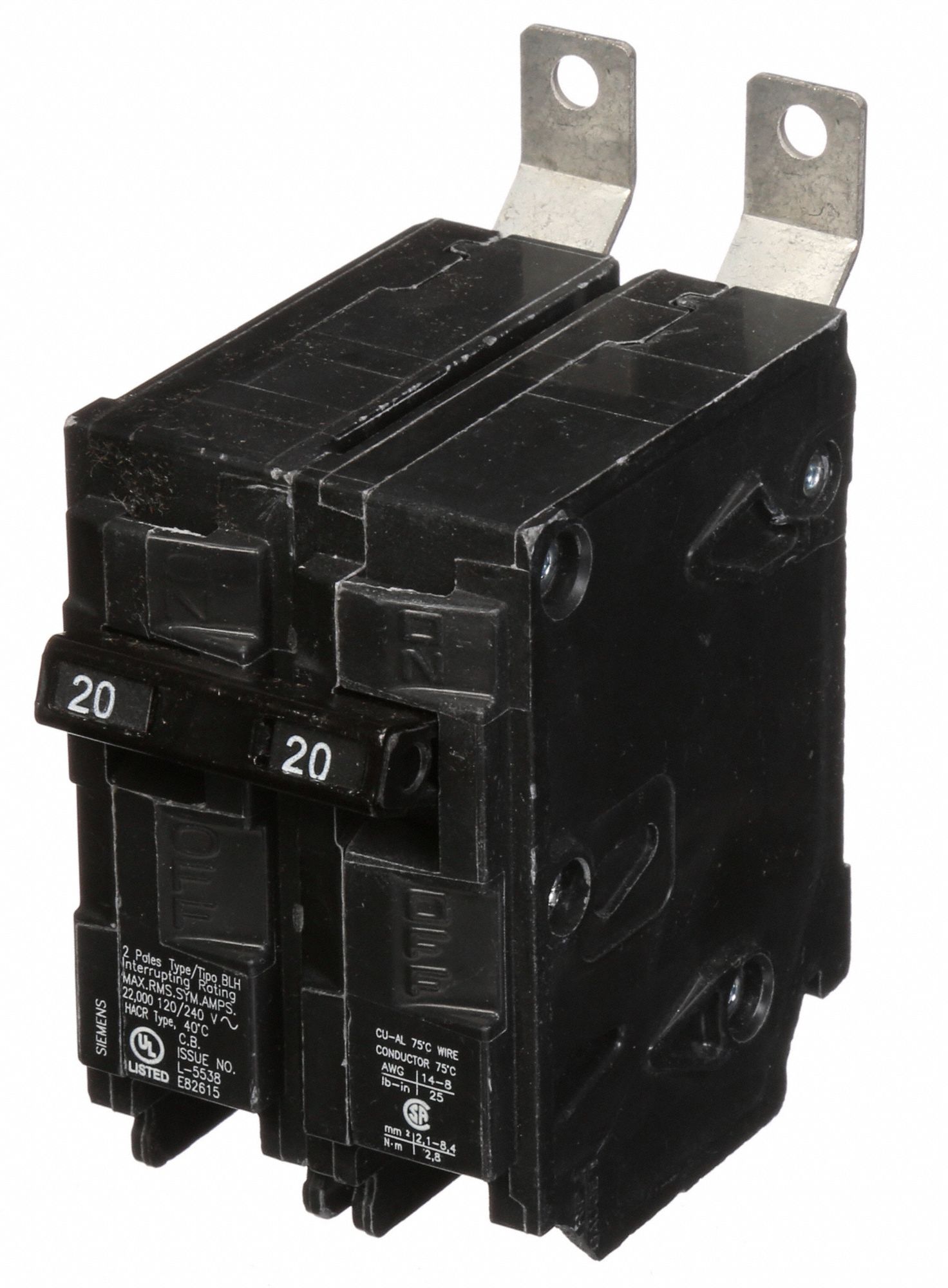 SIEMENS Miniature Circuit Breaker: 20 A Amps, 120/240V AC, Single Phase ...