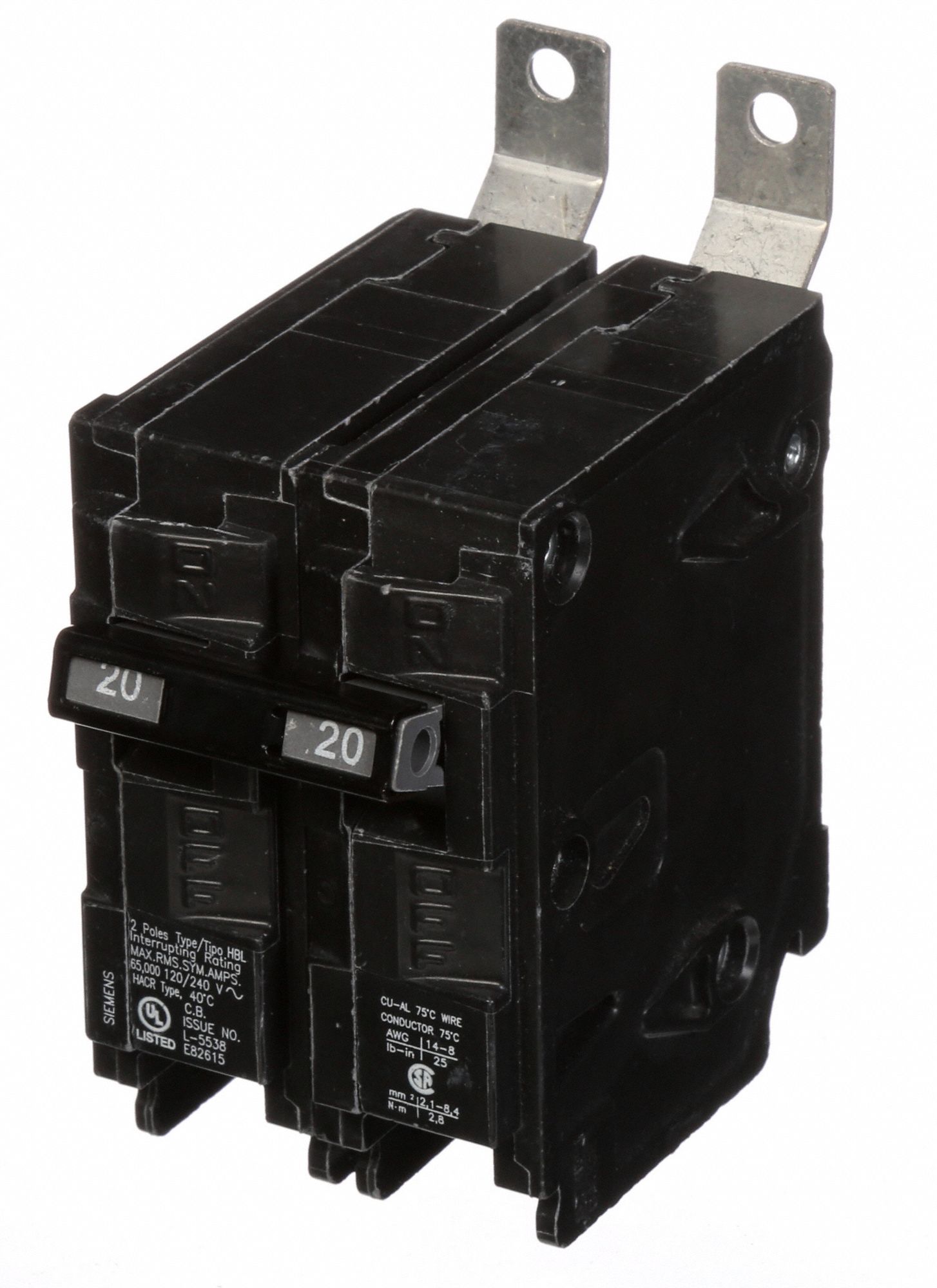 SIEMENS Miniature Circuit Breaker: 20 A Amps, 120/240V AC, Single Phase ...