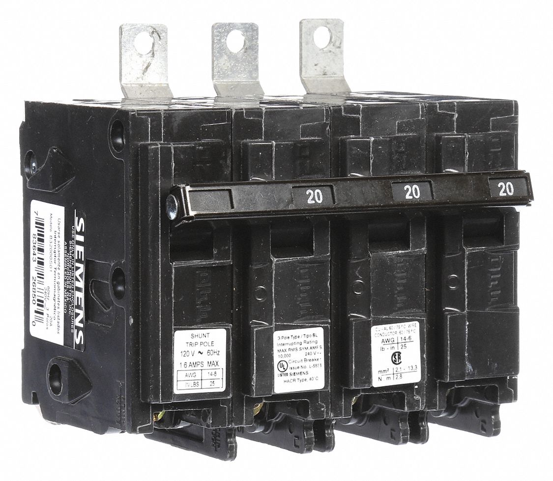 20 A Amps, 120/240V AC, Miniature Circuit Breaker - 6EVU3|B32000S01 ...