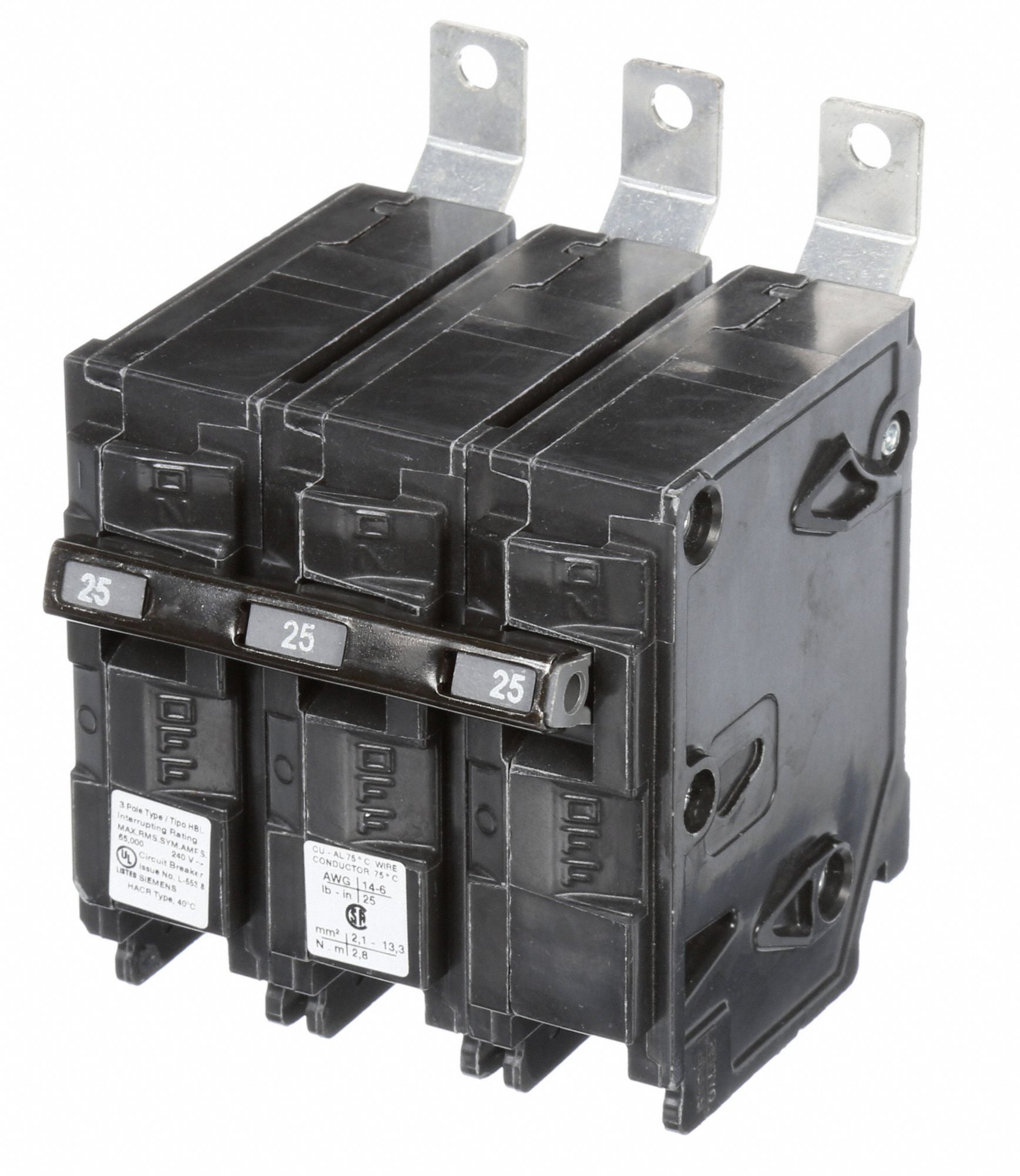 SIEMENS Miniature Circuit Breaker: 25 A Amps, 240V AC, Three Phase ...