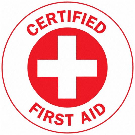 Certified First Aid, 2 in Dia, Hard Hat Label - 6EW84|49565 - Grainger