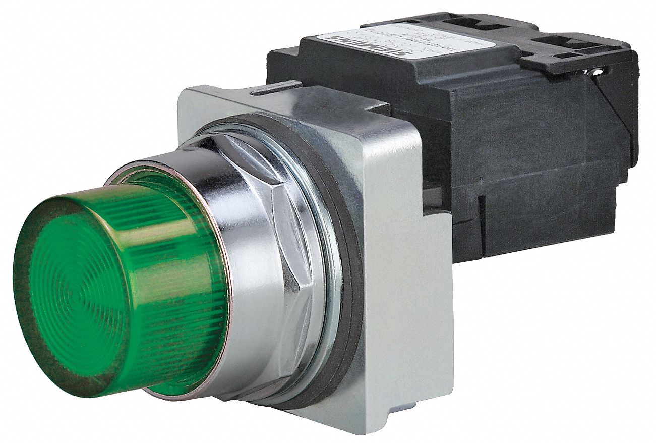 SIEMENS, 30 mm Panel Mounting Size, Green, Pilot Light - 6EWU9|52PL4D3 ...