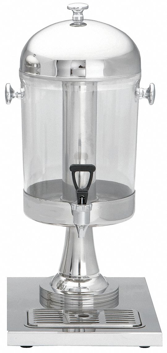 TABLECRAFT PRODUCTS COMPANY, 2 gal, Clear/Silver, Beverage Dispenser ...
