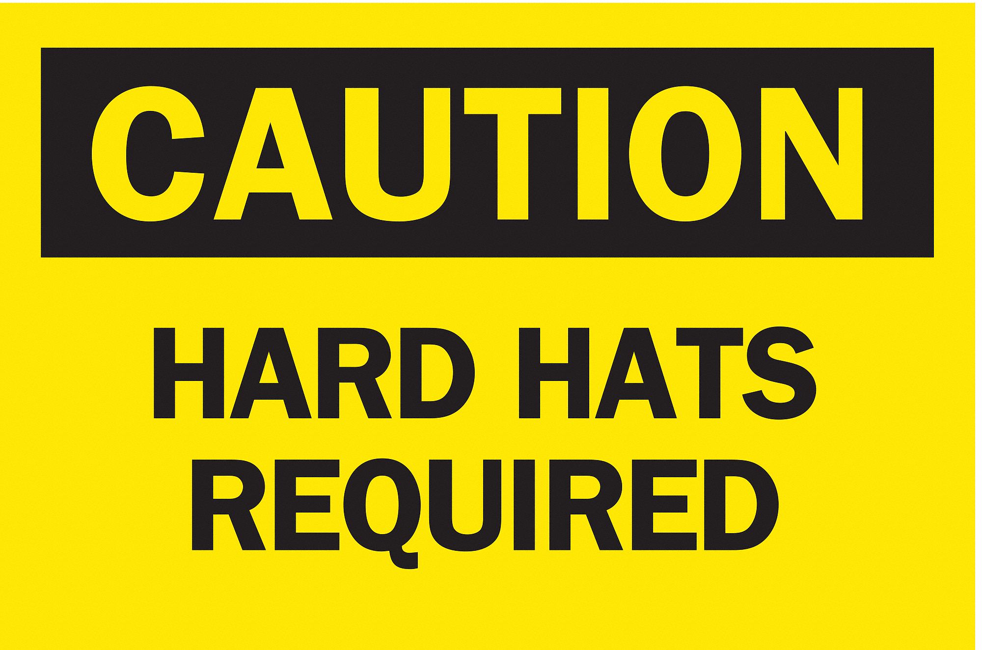 Caution Sign, Hard Hats Required, Header Caution, Rectangle, 7 in ...