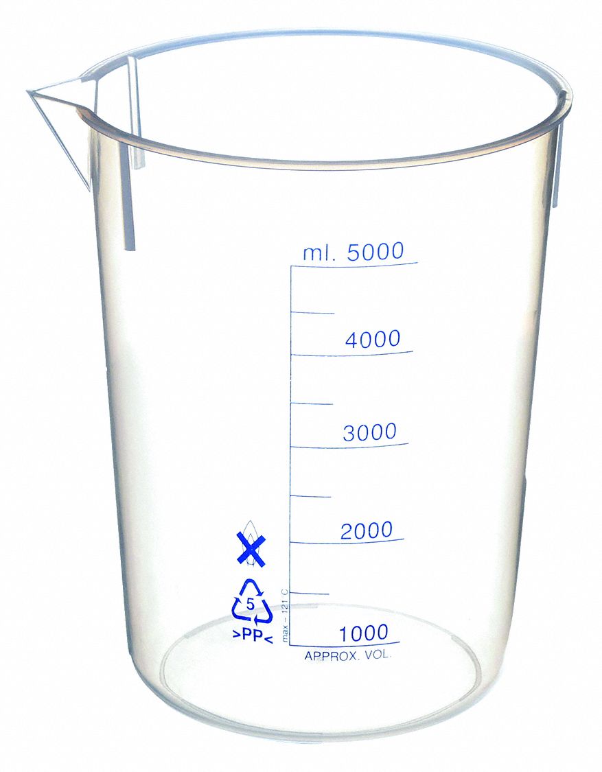 Low Form, 5 L Capacity - mL, Beaker - 6FAE9|6FAE9 - Grainger