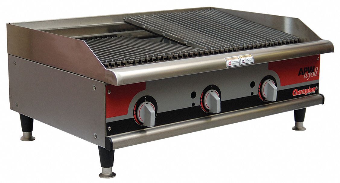 Gas, 3 Burners, Countertop Gas Charbroiler - 6FGN6|GCB-36S - Grainger