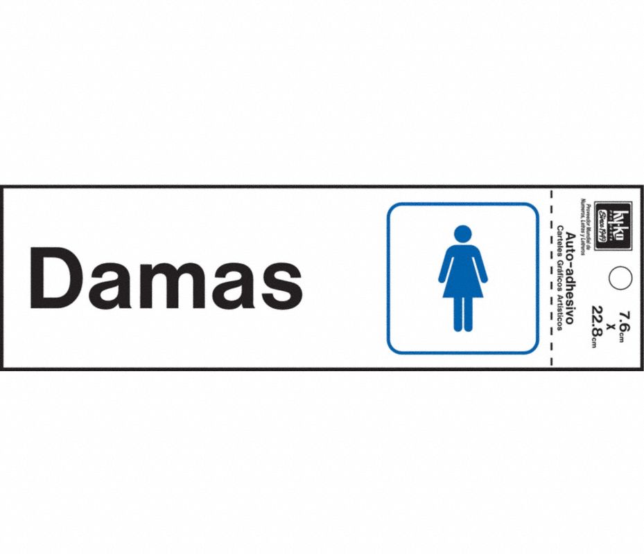 HY-KO PRODUCTS Letreo para Baño Dama , Poliestireno , 7cm x 22cm ...