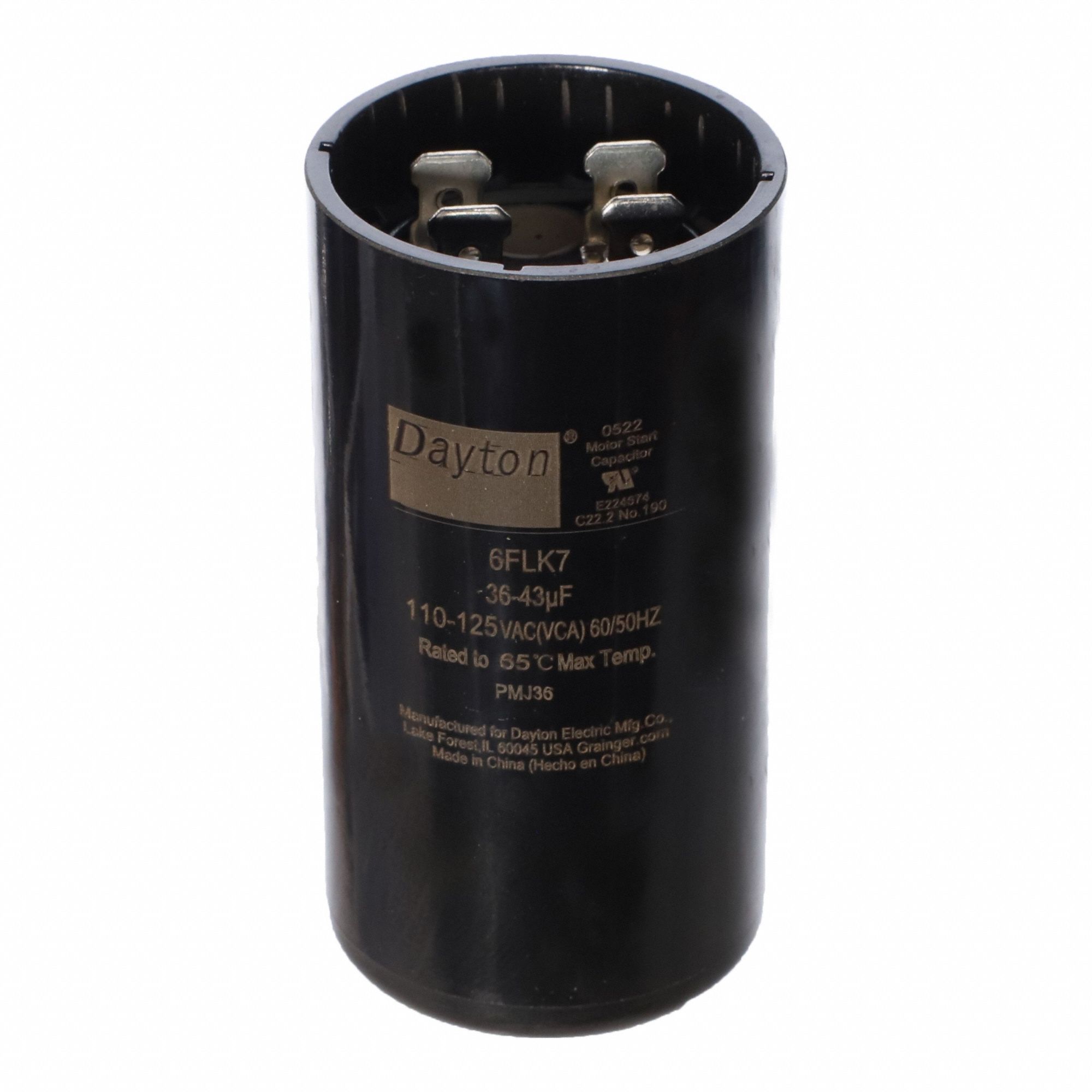 DAYTON, Round, 2 3/4 in Case Ht, Motor Start Capacitor - 6FLK7|6FLK7 ...