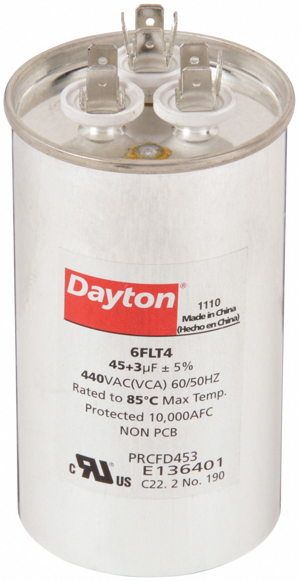 DAYTON, Round, 440V AC, Motor Dual Run Capacitor - 6FLT4|6FLT4 - Grainger