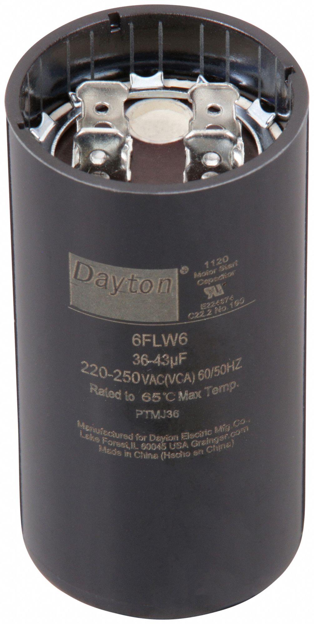 DAYTON, Round, 2 3/4 in Case Ht, Motor Start Capacitor - 6FLW2|6FLW2 ...
