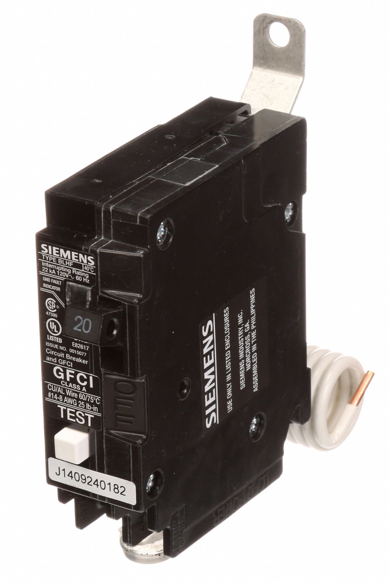 SIEMENS Miniature Circuit Breaker: 20 A Amps, 120V AC, Single Phase, 22kA at 120V AC - 6FMG2 ...