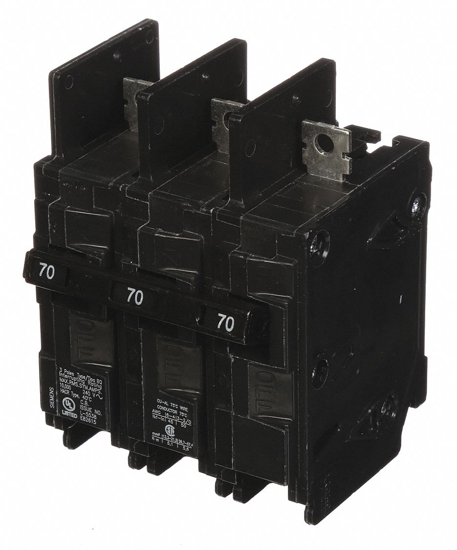 SIEMENS Miniature Circuit Breaker: 70 A Amps, 240V AC, Three Phase ...