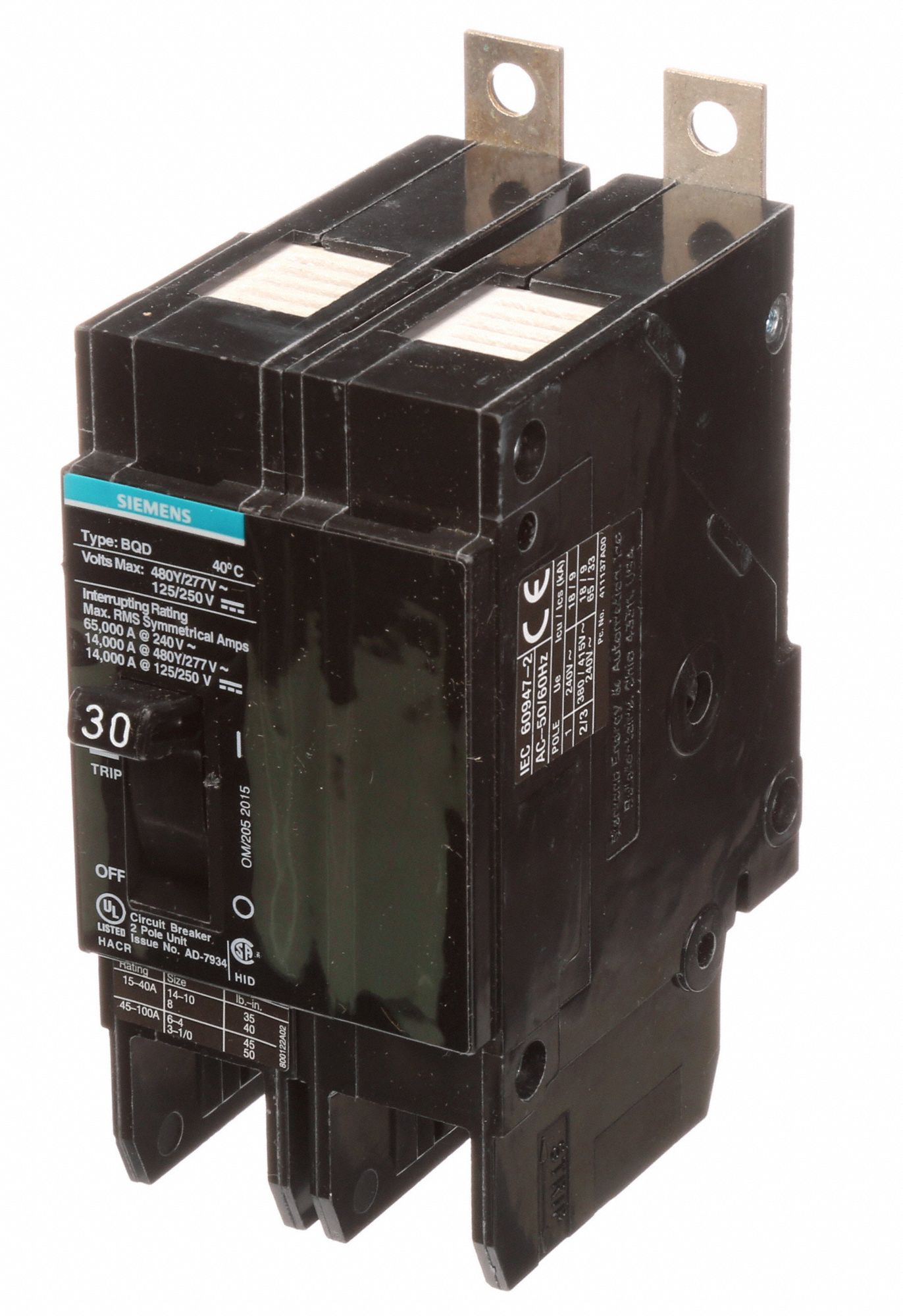 SIEMENS Miniature Circuit Breaker: 30 A Amps, 480V AC, Single Phase ...