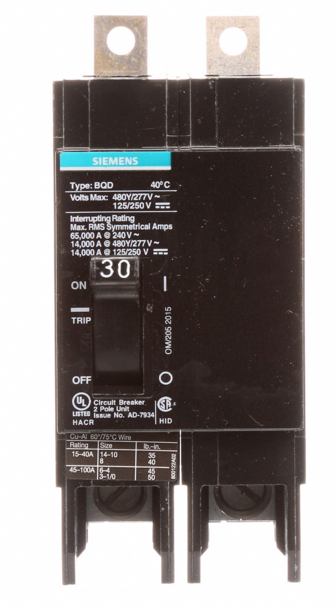 SIEMENS Miniature Circuit Breaker: 30 A Amps, 480V AC, Single Phase, 14kA at 480V AC - 6FMU9 ...