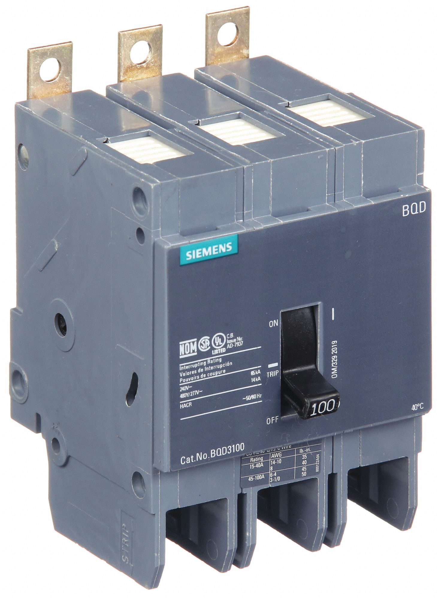 100 A Amps, 480V AC, Miniature Circuit Breaker - 6FMV8|BQD3100 - Grainger