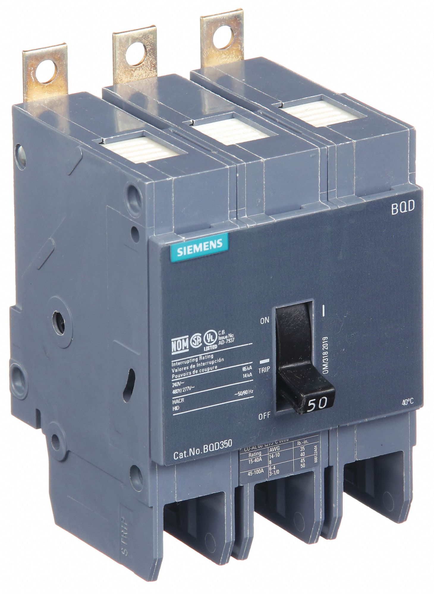 50 A Amps, 480V AC, Miniature Circuit Breaker - 6FMW6|BQD350 - Grainger