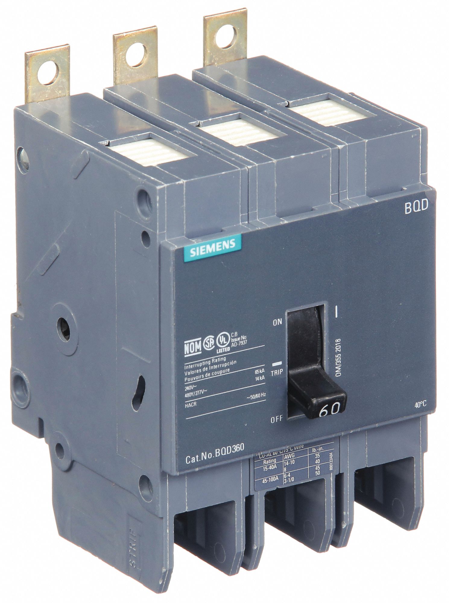 60 A Amps, 480V AC, Miniature Circuit Breaker - 6FMW7|BQD360 - Grainger