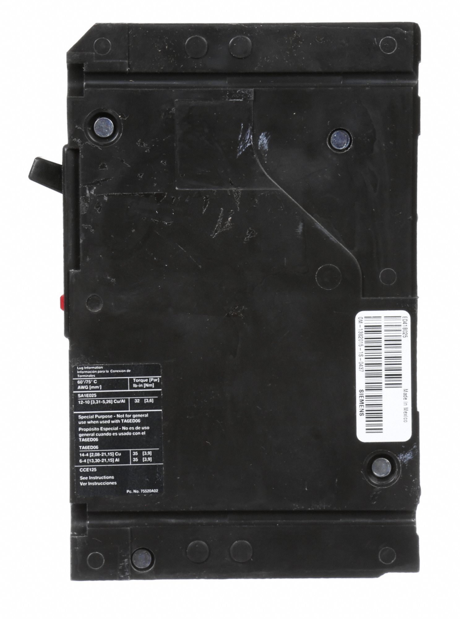 SIEMENS Molded Case Circuit Breaker: 25 A Amps, 22kA at 277V AC, Fixed, Load Side Lug, ABC ...