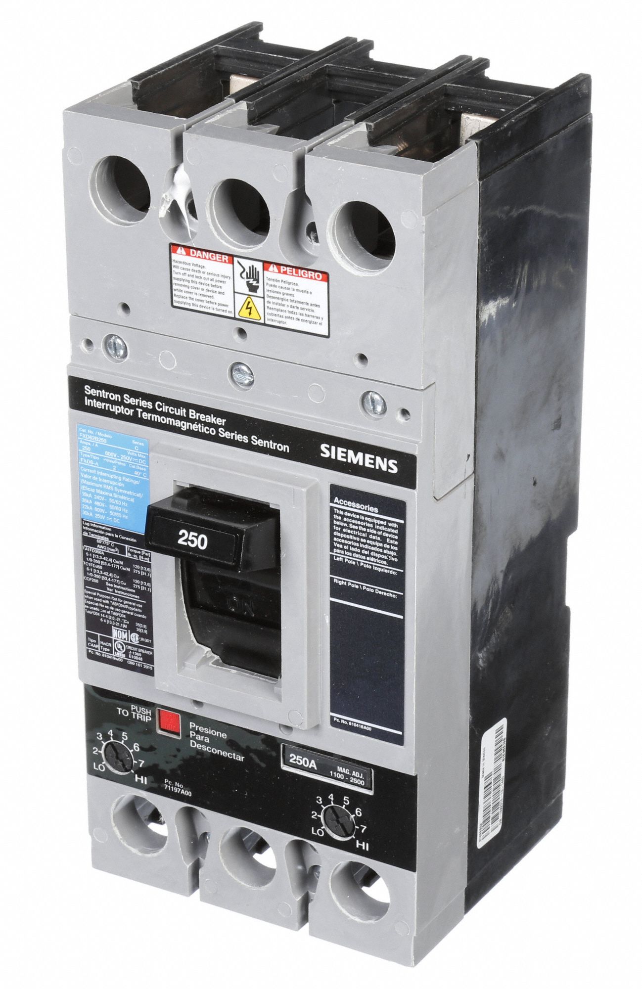 SIEMENS Molded Case Circuit Breaker: 250 A Amps, 22kA at 600V AC, Fixed, Lug, ABC - 6FNE4 ...