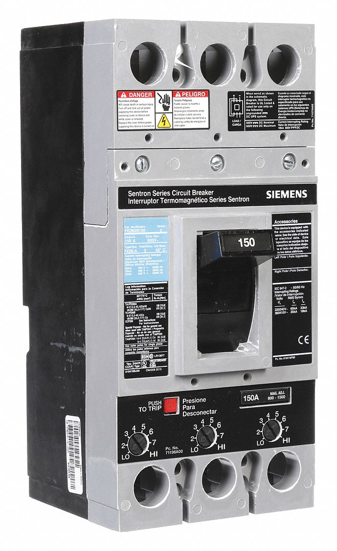 SIEMENS, 150 A Amps, 22kA at 600V AC, Molded Case Circuit Breaker ...
