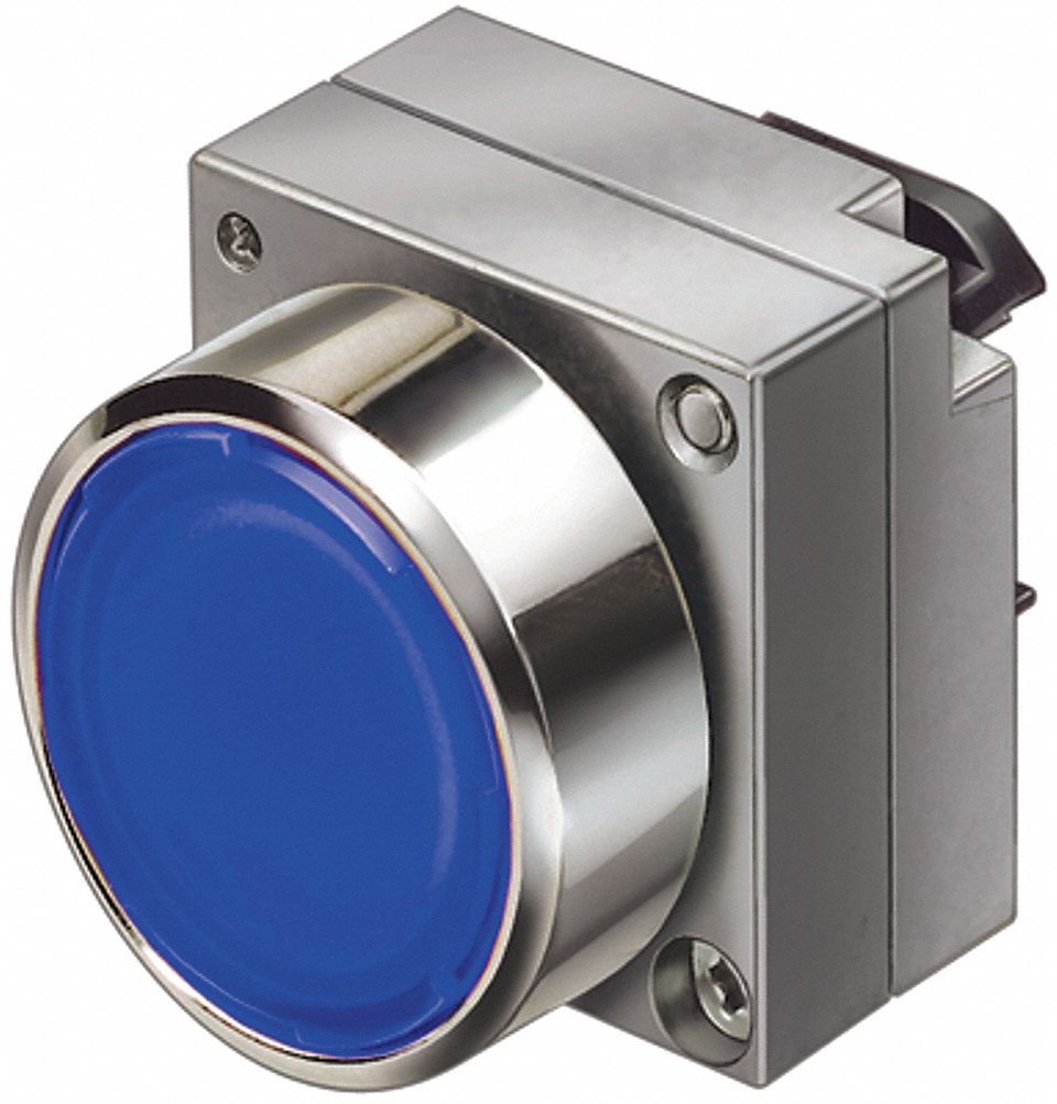 SIEMENS, Blue, 22 mm Mounting Size, Flush Push Button - 6FNL8|3SB35010AA51 - Grainger