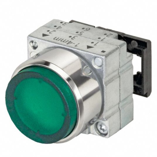 SIEMENS, Green, 22 mm Mounting Size, Extended Push Button - 6FNN2 ...