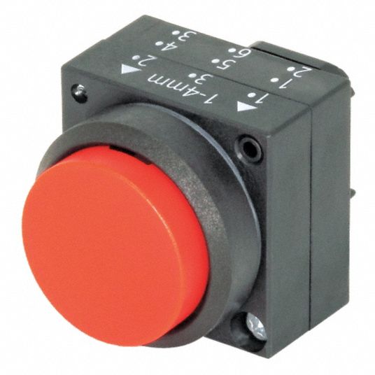 SIEMENS, Red, 22 mm Mounting Size, Extended Push Button - 6FNT1 ...