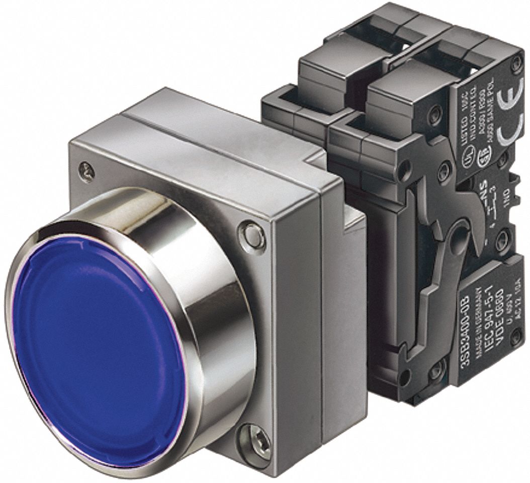 Illuminated Push Button, 22mm, Maintained / Momentary, Round Guarded ...