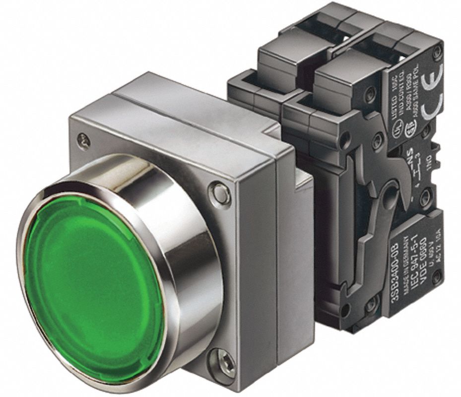 SIEMENS Botón Pulsador Iluminado, Verde, 22mm, Acción Momentánea ...