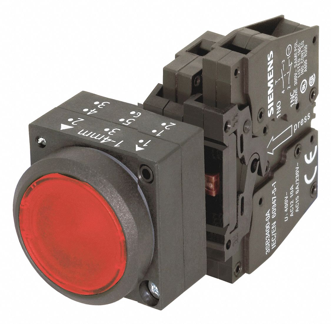 SIEMENS Botón Pulsador Iluminado, Rojo, 22mm, Acción Momentánea - 6ZLM6 ...