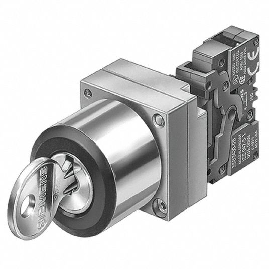 SIEMENS, 2 Positions, 1NO, Selector Switch - 6FPL2|3SB36024AD11 - Grainger