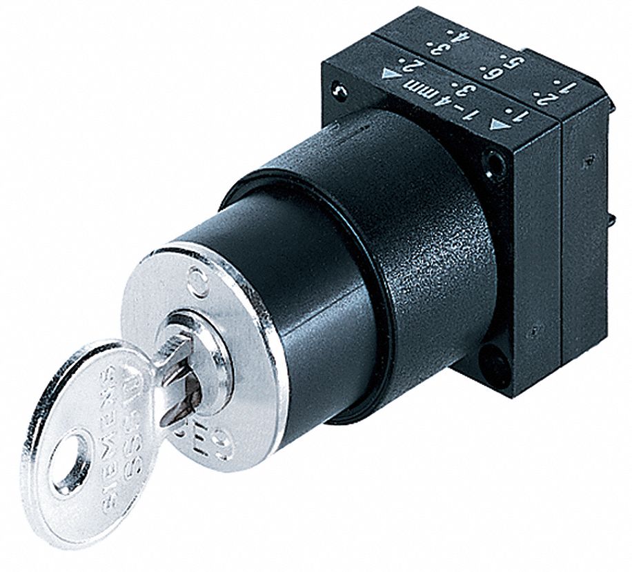 SIEMENS, 3 Position, 22 mm Panel Mounting Size, Keyed Selector Switch ...