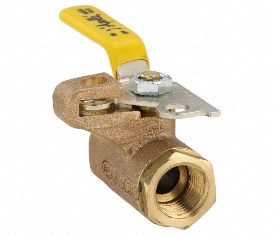 APOLLO Válvula Esférica Bronce (H)NPT x (H)NPT, Palanca de Bloqueo, 1/2" Tamaño de la Tubería ...